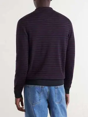 Mr P. Striped Merino Wool Polo Shirt