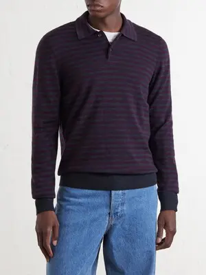 Mr P. Striped Merino Wool Polo Shirt