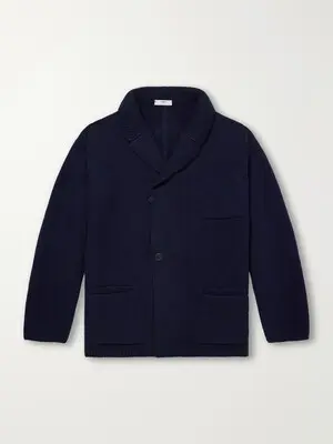 Inis Meáin Wool And Cashmere-blend Shawl Collar Cardigan - Blue