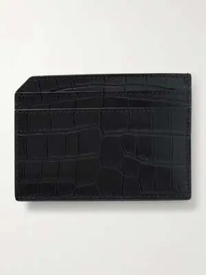 Saint Laurent Tiny Cassandre Logo-appliquéd Croc-effect Patent-leather Cardholder
