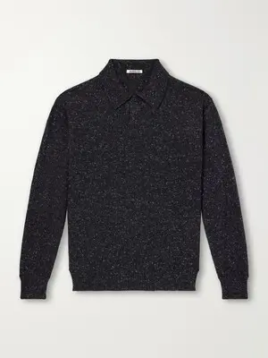 Auralee Cashmere Polo Sweater - Black