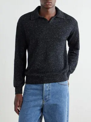 Auralee Cashmere Polo Sweater - Black