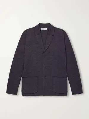 Inis Meáin Herringbone Merino Wool Cardigan - Gray