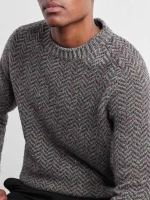 Gabriela Hearst Sermo Herringbone Cashmere Sweater