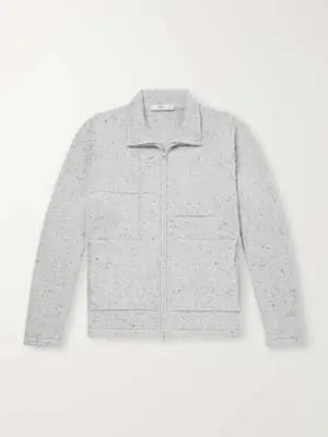 Inis Meáin Lifeline Merino Wool And Cashmere-blend Zip-up Sweater - Gray