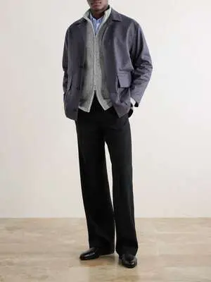 Inis Meáin Lifeline Merino Wool And Cashmere-blend Zip-up Sweater