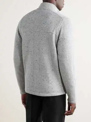 Inis Meáin Lifeline Merino Wool And Cashmere-blend Zip-up Sweater