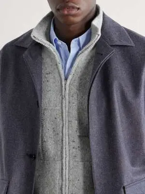Inis Meáin Lifeline Merino Wool And Cashmere-blend Zip-up Sweater