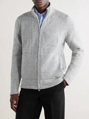 Inis Meáin Merino Wool And Cashmere-blend Zip-up Sweater