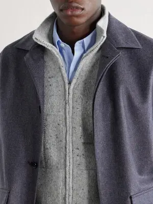 Inis Meáin Merino Wool And Cashmere-blend Zip-up Sweater