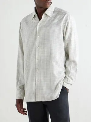 Zegna Checked Silk-twill Shirt