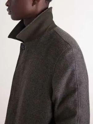 Zegna Oasi Belted Herringbone Cashmere Trench Coat