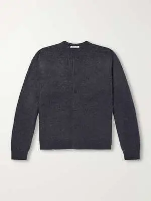Auralee Garment-dyed Alpaca Cardigan - Gray
