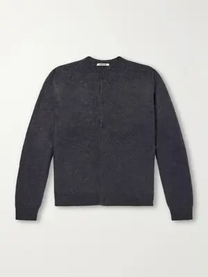 Auralee Garment-dyed Alpaca Cardigan - Gray