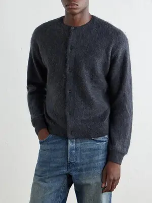 Auralee Garment-dyed Alpaca Cardigan - Gray