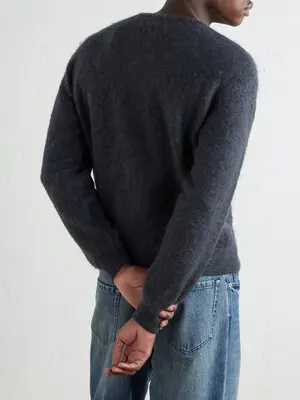 Auralee Garment-dyed Alpaca Cardigan - Gray