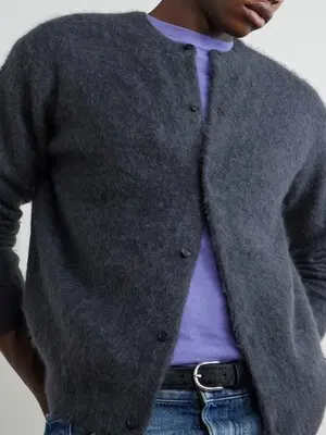 Auralee Garment-dyed Alpaca Cardigan - Gray