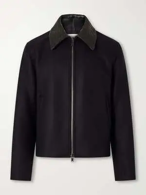 Bottega Veneta Intrecciato Leather-trimmed Wool-felt Jacket - Black