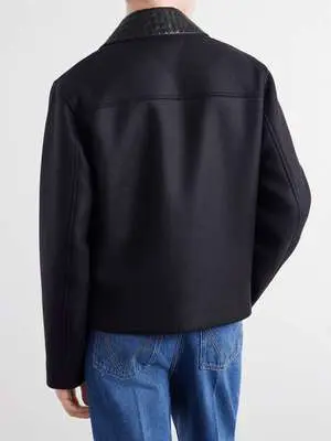 Bottega Veneta Intrecciato Leather-trimmed Wool-felt Jacket
