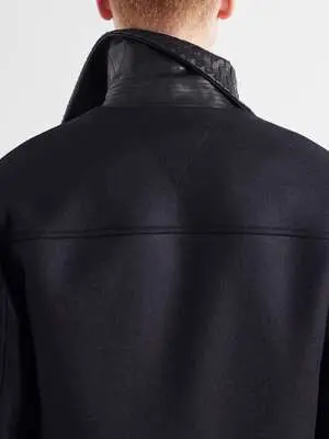Bottega Veneta Intrecciato Leather-trimmed Wool-felt Jacket