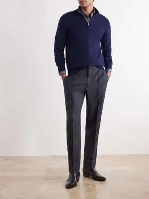 Zegna Straight-leg Wool, Cashmere And Silk-blend Trousers