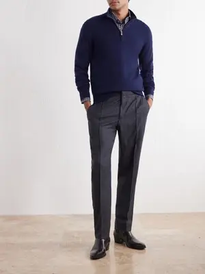 Zegna Straight-leg Wool, Cashmere, And Silk-blend Trousers
