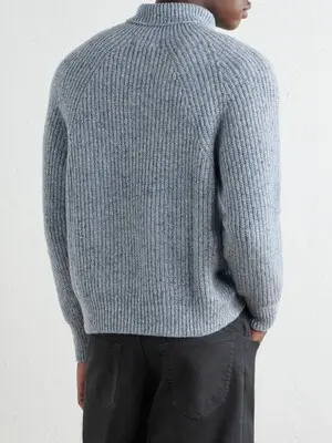 Inis Meáin Boatbuilder Ribbed Cashmere Turtleneck Sweater