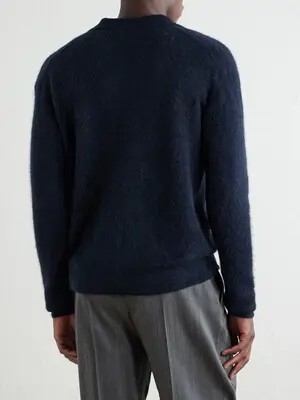Auralee Alpaca-blend Polo Sweater - Blue