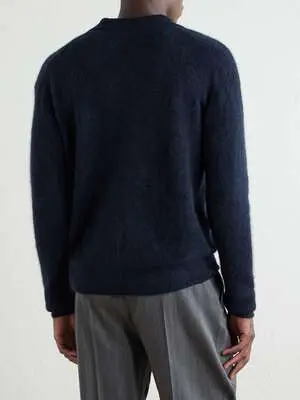Auralee Alpaca-blend Polo Sweater