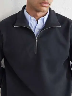 Valentino Garavani Cotton-blend Jersey Half-zip Sweatshirt