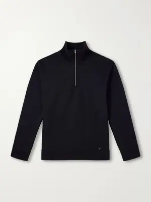 Valentino Garavani Cotton-blend Jersey Half-zip Sweatshirt - Black