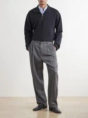 Valentino Garavani Cotton-blend Jersey Half-zip Sweatshirt - Black