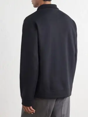 Valentino Garavani Cotton-blend Jersey Half-zip Sweatshirt - Black