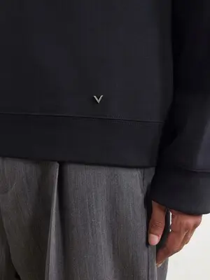 Valentino Garavani Cotton-blend Jersey Half-zip Sweatshirt - Black