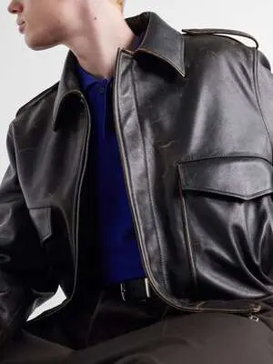 JIL SANDER Leather Aviator Jacket