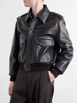 JIL SANDER Leather Aviator Jacket