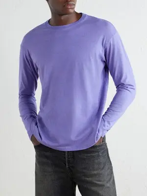 Auralee Cotton And Cashmere-blend Jersey T-shirt - Purple