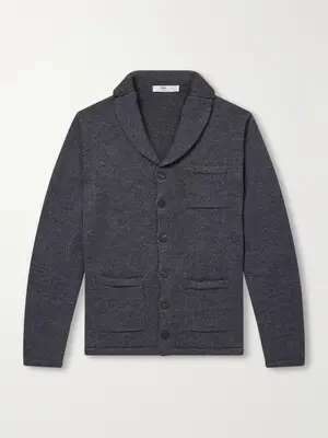 Inis Meáin INIS MEÁIN Merino Wool And Linen-Blend Shawl Collar Cardigan Gray