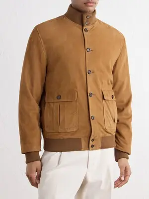VALSTAR Suede Bomber Jacket - Brown