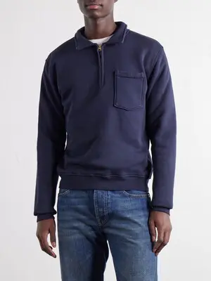 FORTELA Yale Cotton-jersey Half-zip Polo Sweatshirt - Blue