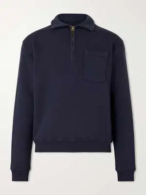 FORTELA Yale Cotton-jersey Half-zip Polo Sweatshirt - Navy