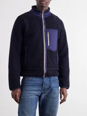 FORTELA Brushed Wool Fleece Zip Up Jacket - Blue