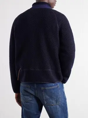 FORTELA Brushed Wool Fleece Zip Up Jacket - Blue