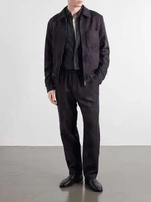 Barena Venezia Straight-leg Garment-dyed Houndstooth Wool Trousers