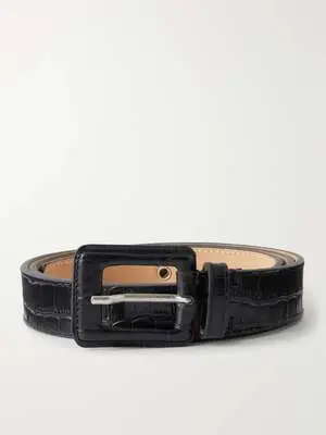 MFPEN 3cm Croc-effect Leather Belt - Black