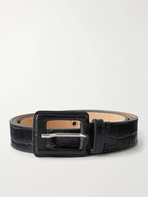 MFPEN 3cm Croc-effect Leather Belt - Black