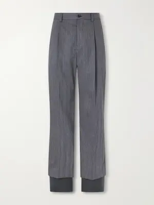 Valentino Garavani Straight-leg Pleated Virgin Wool Trousers - Gray