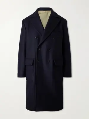 FORTELA Double-breasted Wool Coat - Blue