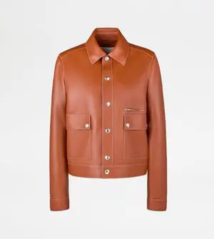TOD'S Leather Jacket With Embroidered Monogram