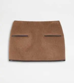 TOD'S Miniskirt In Llama Double Fabric - Brown